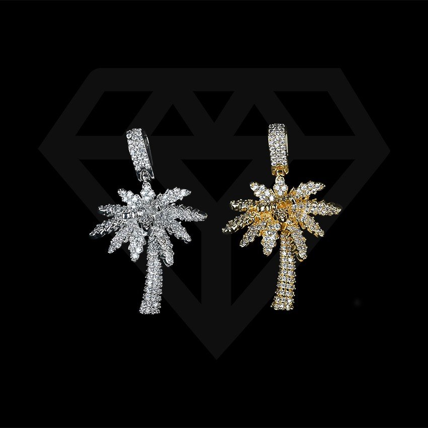Custom Moissanite Pendant Coconut Tree Pendant - Wholesale & Custom Jewelry