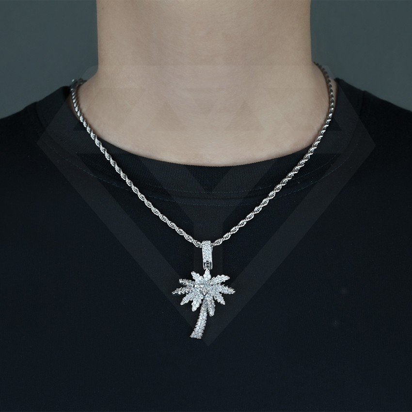 Custom Moissanite Pendant Coconut Tree Pendant - Wholesale & Custom Jewelry